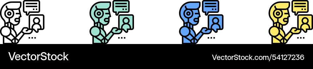 Chatbot icon outline green blue and yellow style Vector Image