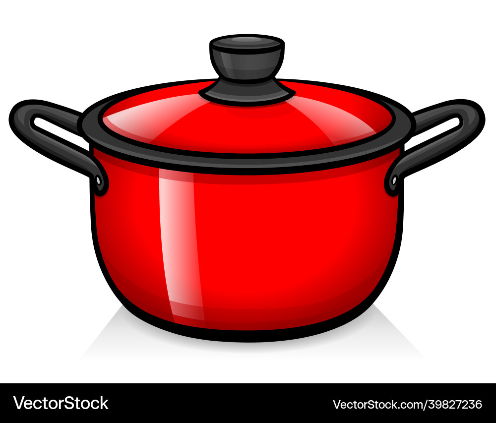 Cooker pot cartoon red Royalty Free Vector Image