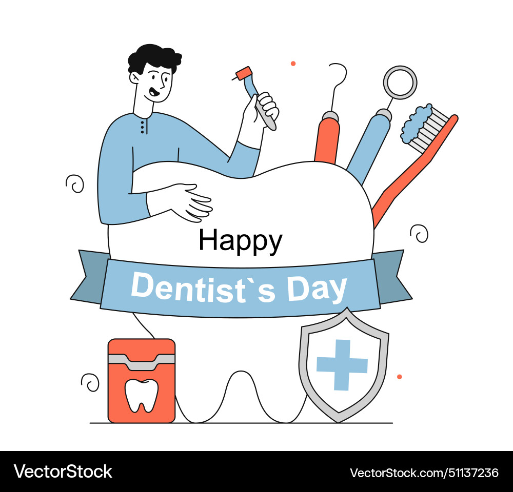 Happy dentists day simple Royalty Free Vector Image