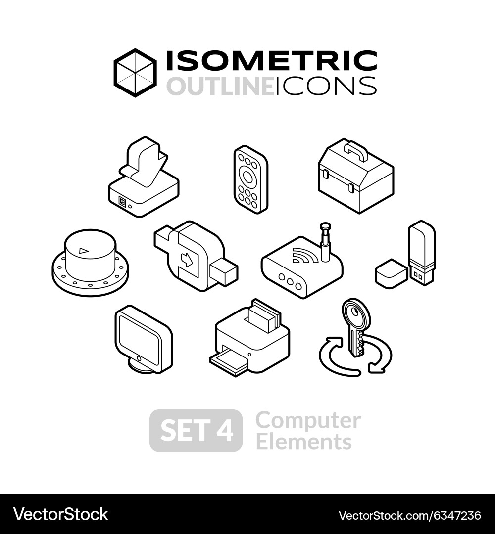 Isometric Computer Icons Set Royalty Free Vector Image