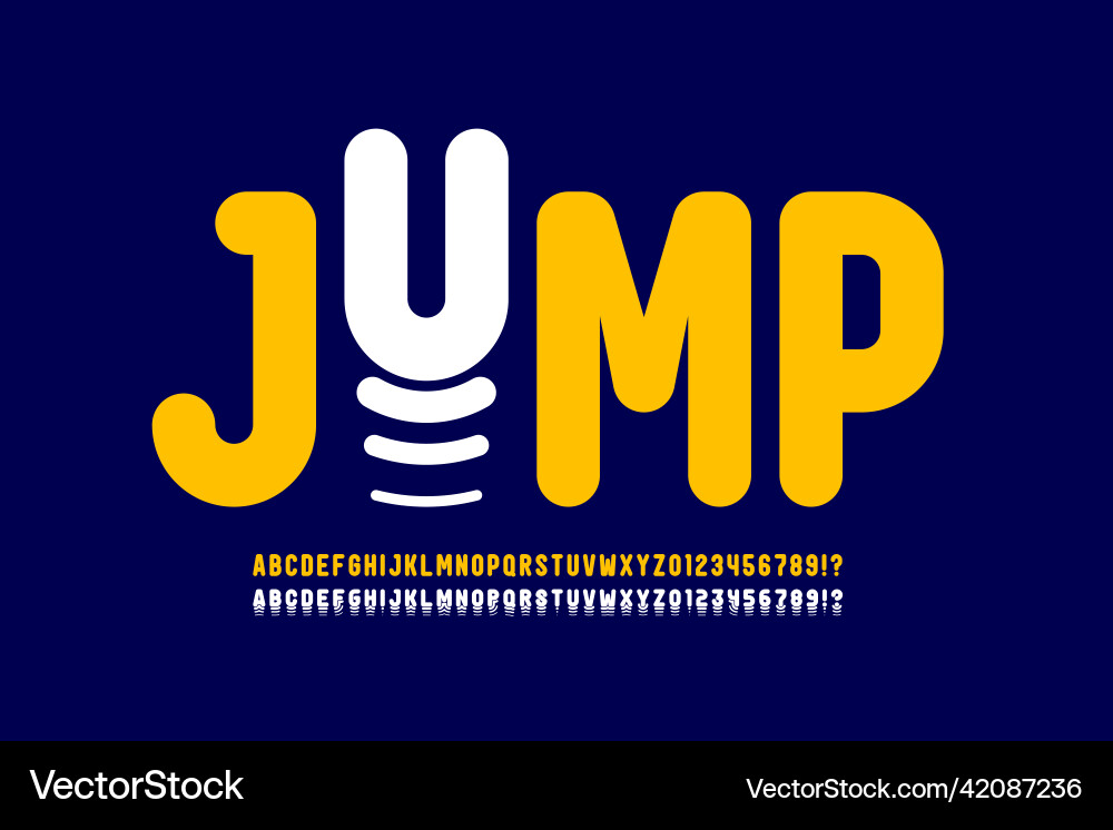 Jumping letters style font Royalty Free Vector Image