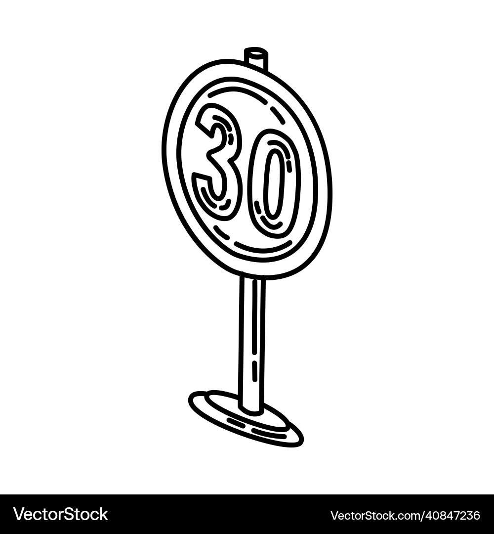 Maximum speed 30 km icon doodle hand drawn Vector Image