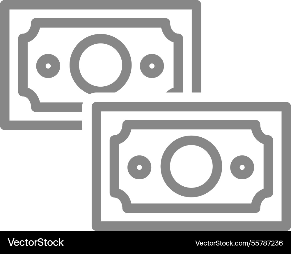 Two money bills line icon transfer symbol Vector Image