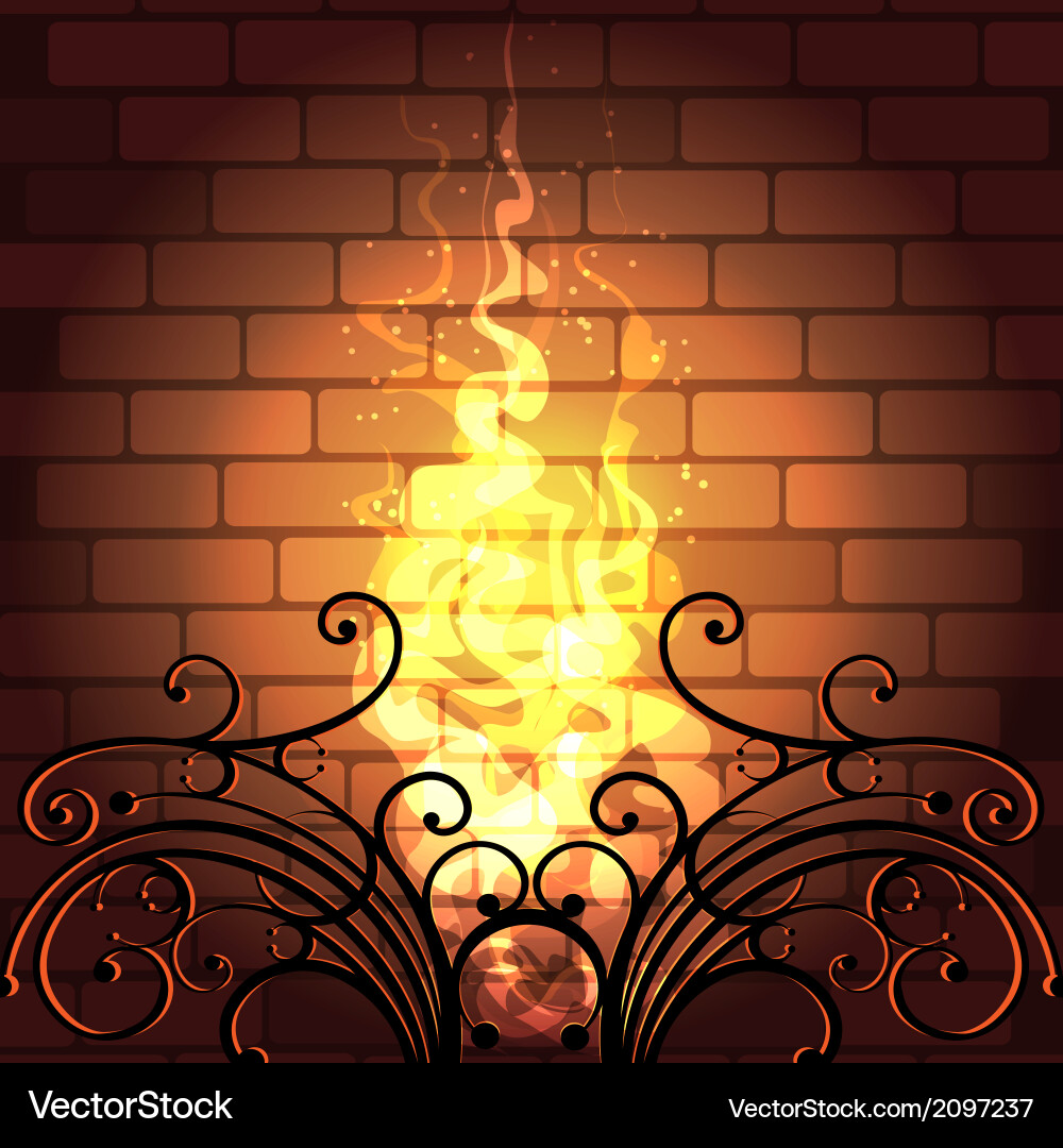 Cartoon Flame Fireplace Royalty Free Vector Image