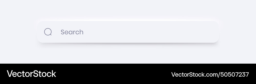 Clean search bar icon neumorphism design website Vector Image