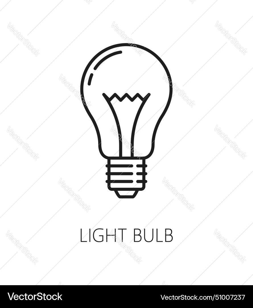 Electric halogen light bulb or lamp outline icon Vector Image