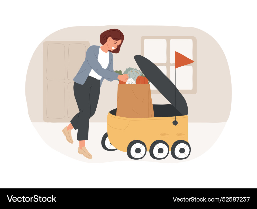 Food delivery robot isolated cartoon Royalty Free Vector