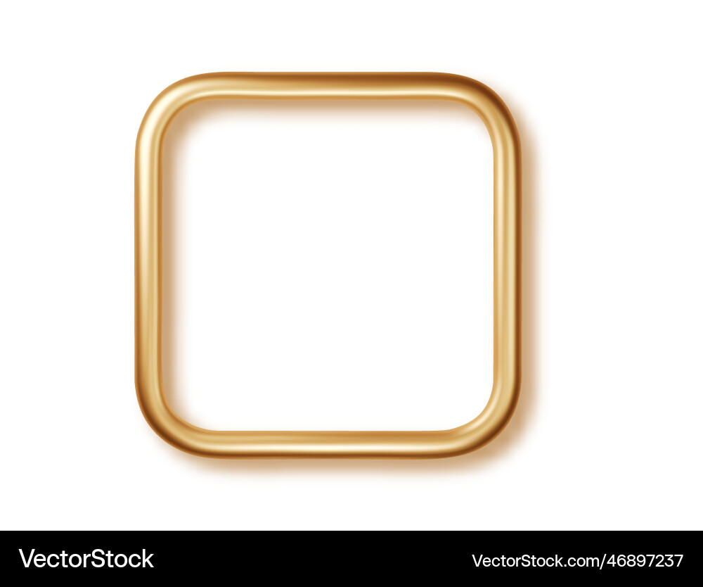 Gold border soft corner square with shadows Vector Image