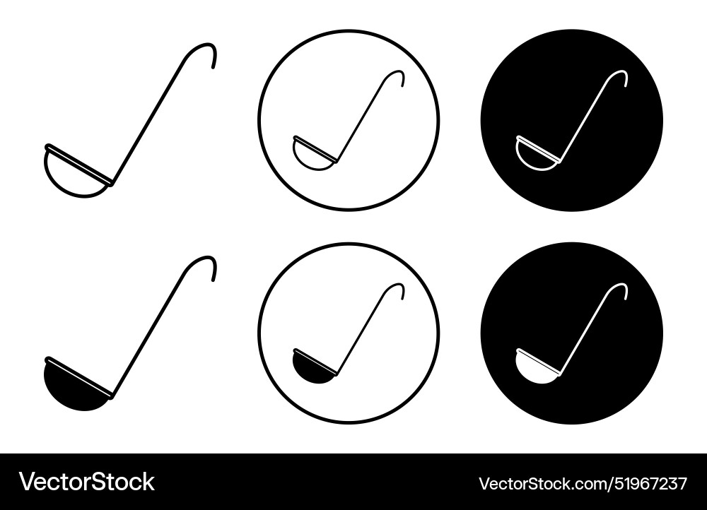 Kitchen ladle outline line icon set sign for web Vector Image
