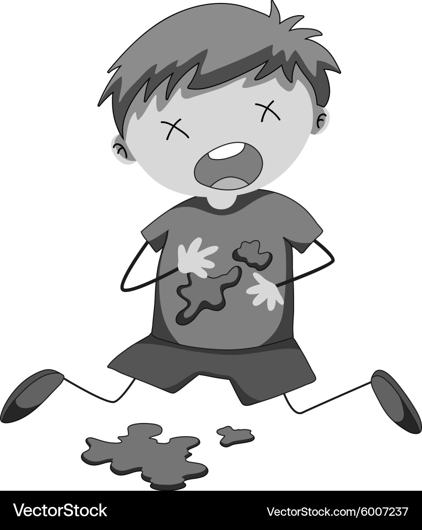 Little boy covered in blood Royalty Free Vector Image