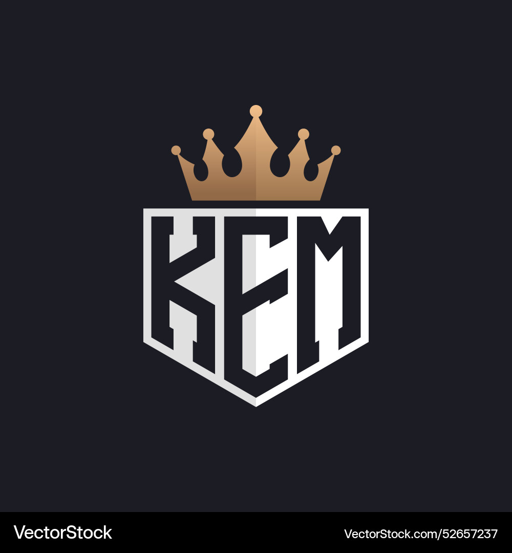 Luxury kem logo with crown elegant initials Vector Image