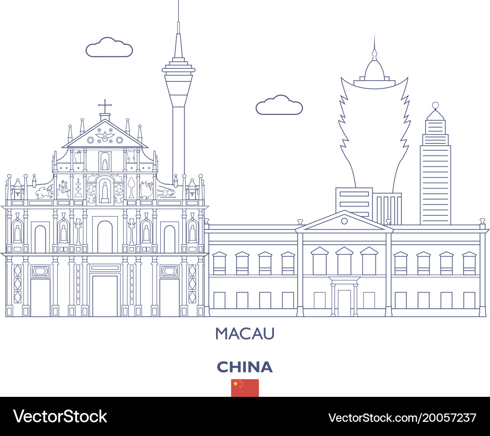 Macau city skyline Royalty Free Vector Image - VectorStock