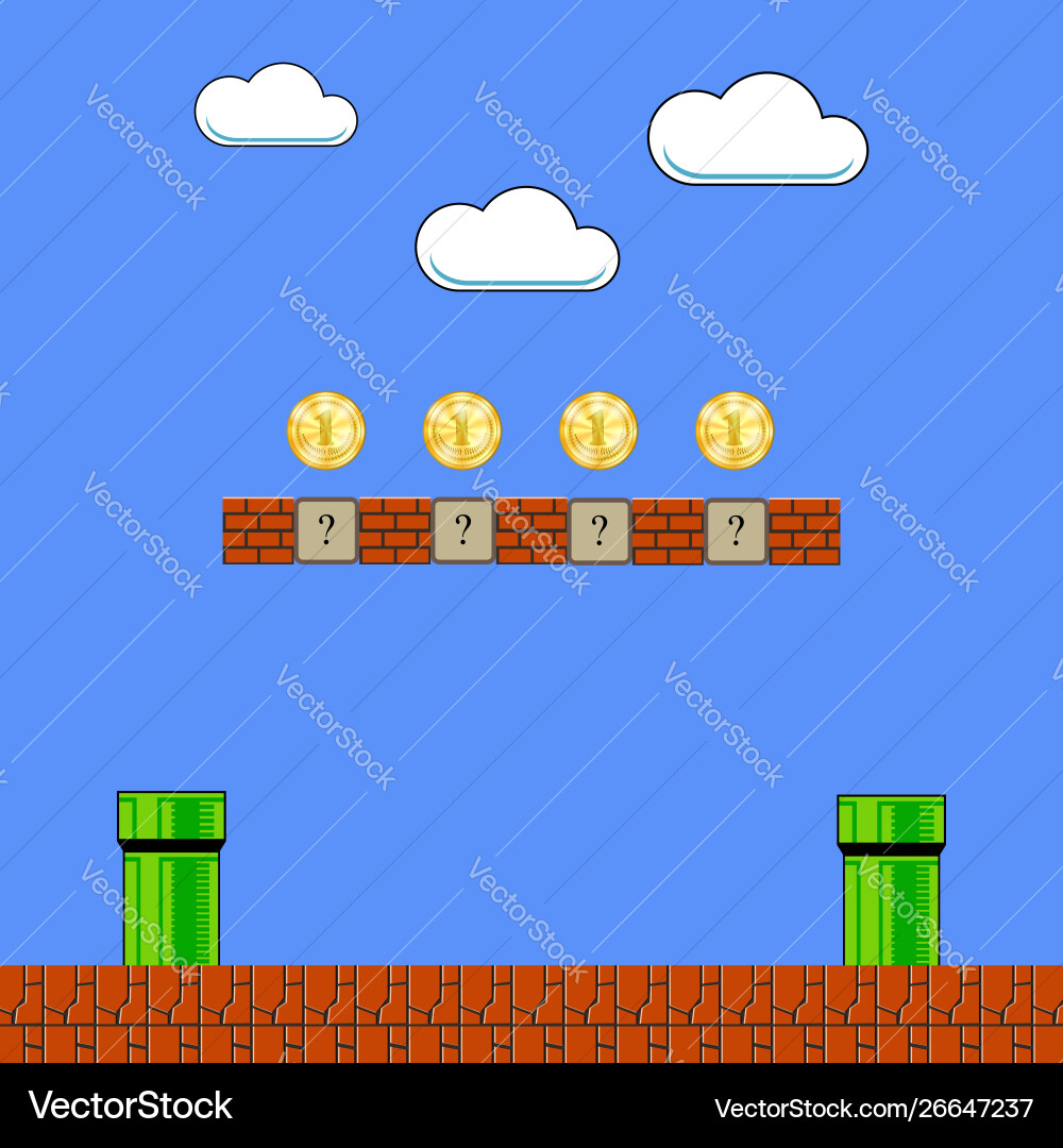 Old game background classic retro arcade design Vector Image
