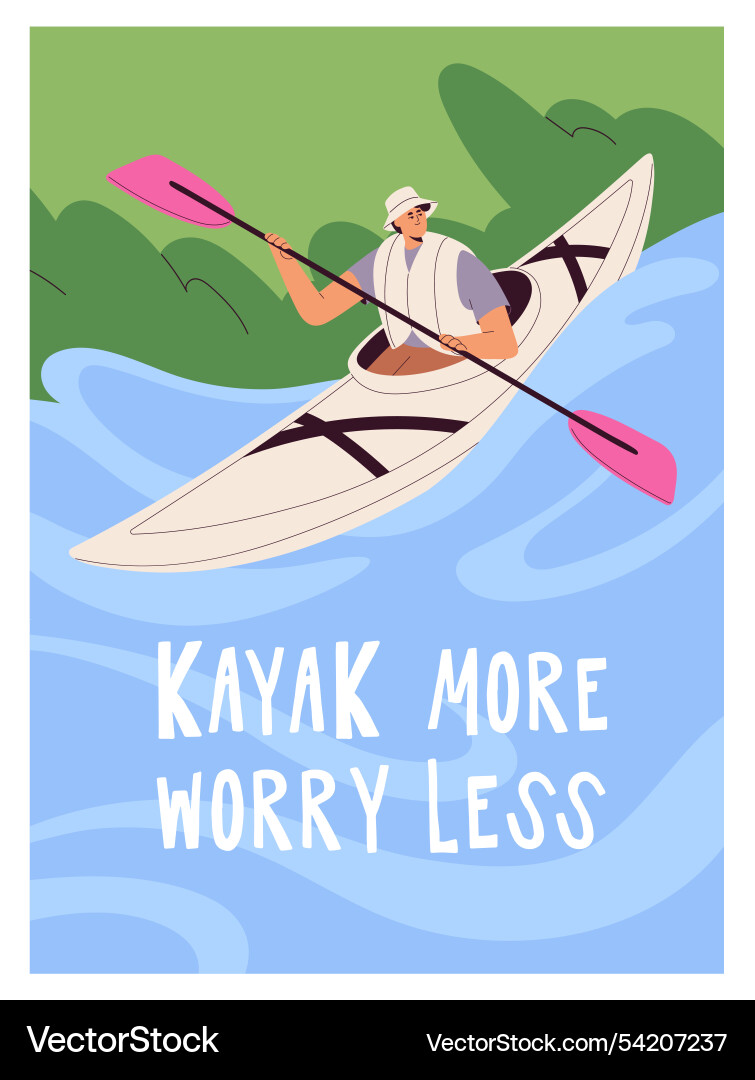 Rafting river in canoe inspirational poster Vector Image