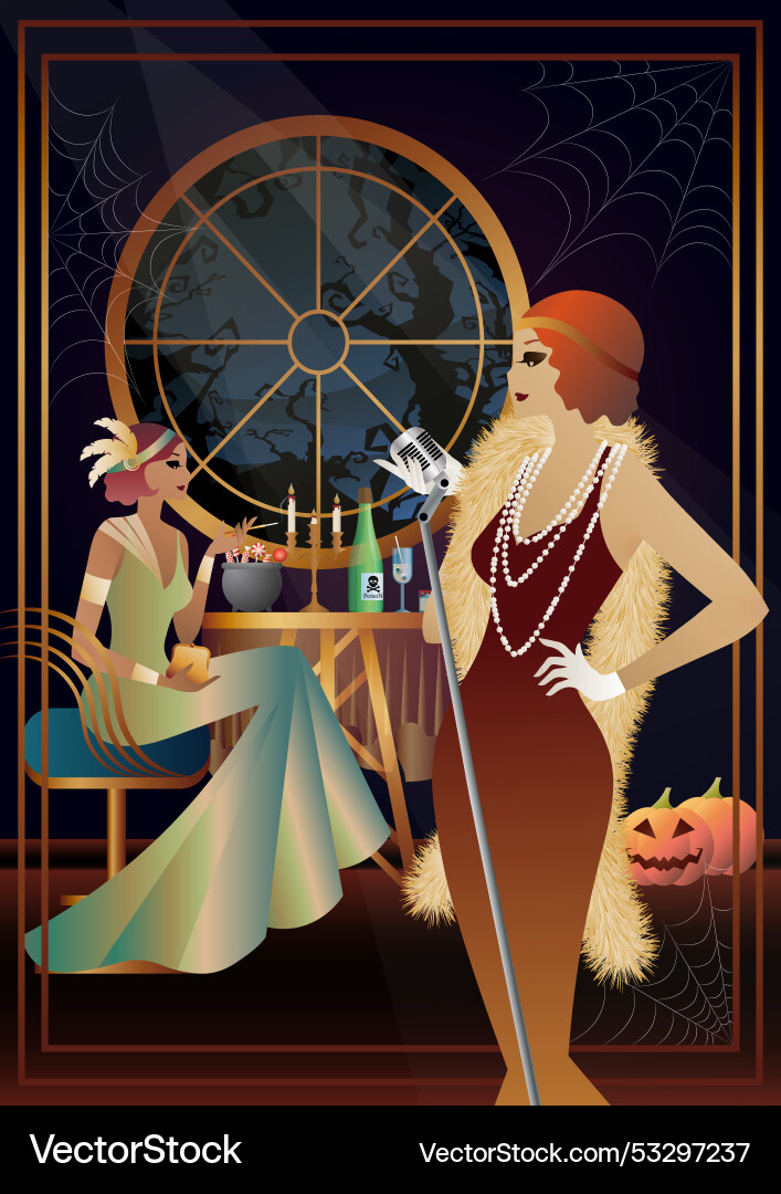 Retro halloween party flyer singer Royalty Free Vector Image