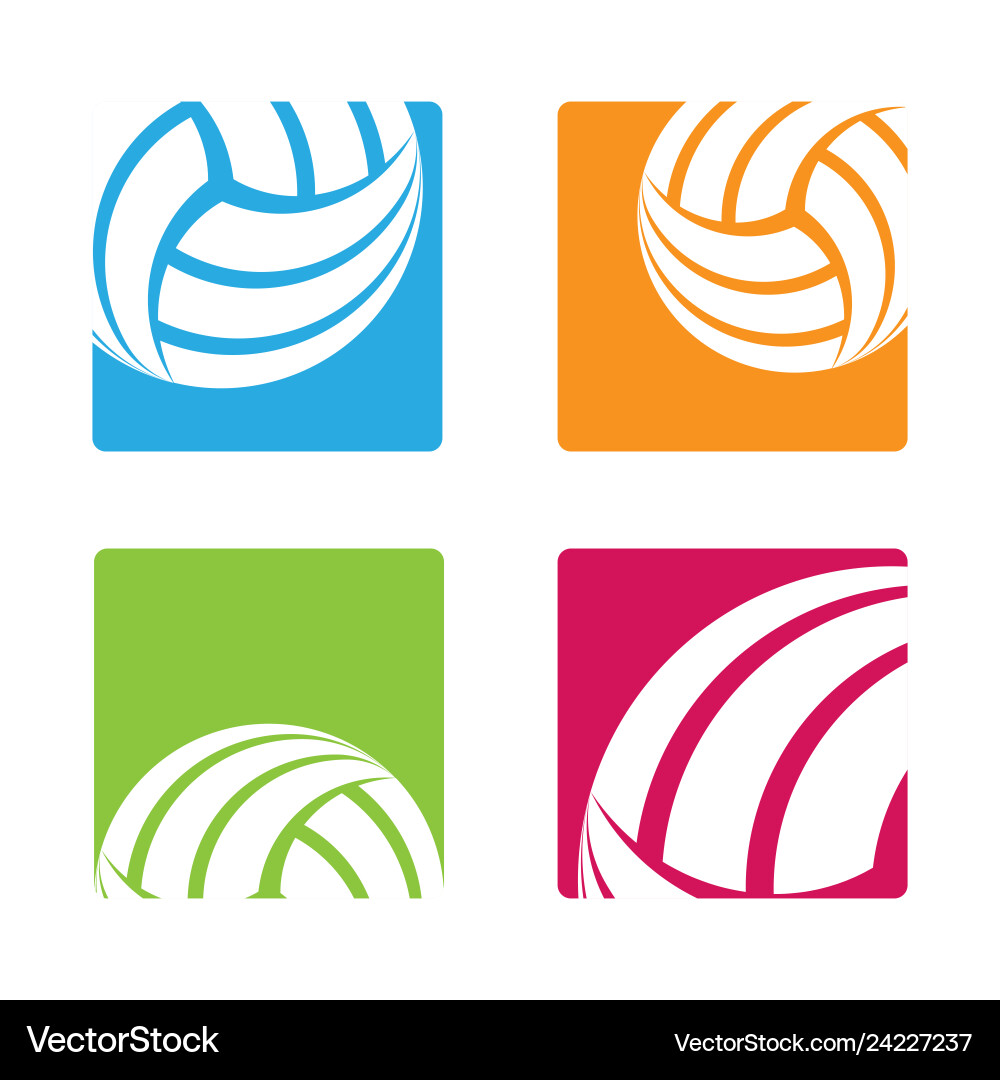 Volleyball square stickers Royalty Free Vector Image