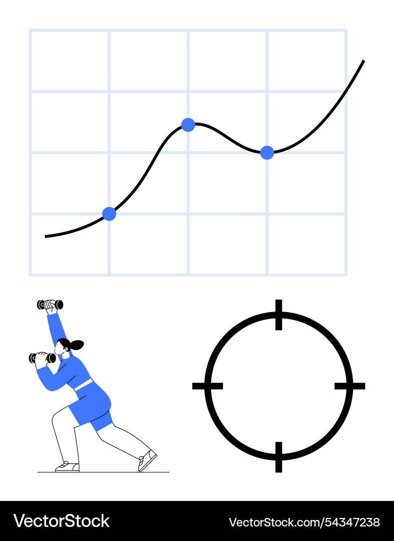 Achieving goals target growth chart Royalty Free Vector