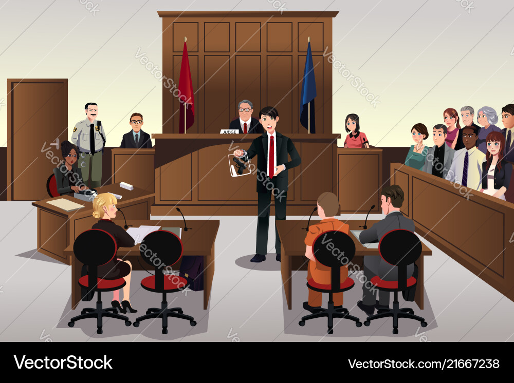 Courtroom Scene - Diverse Group Royalty Free Vector Image