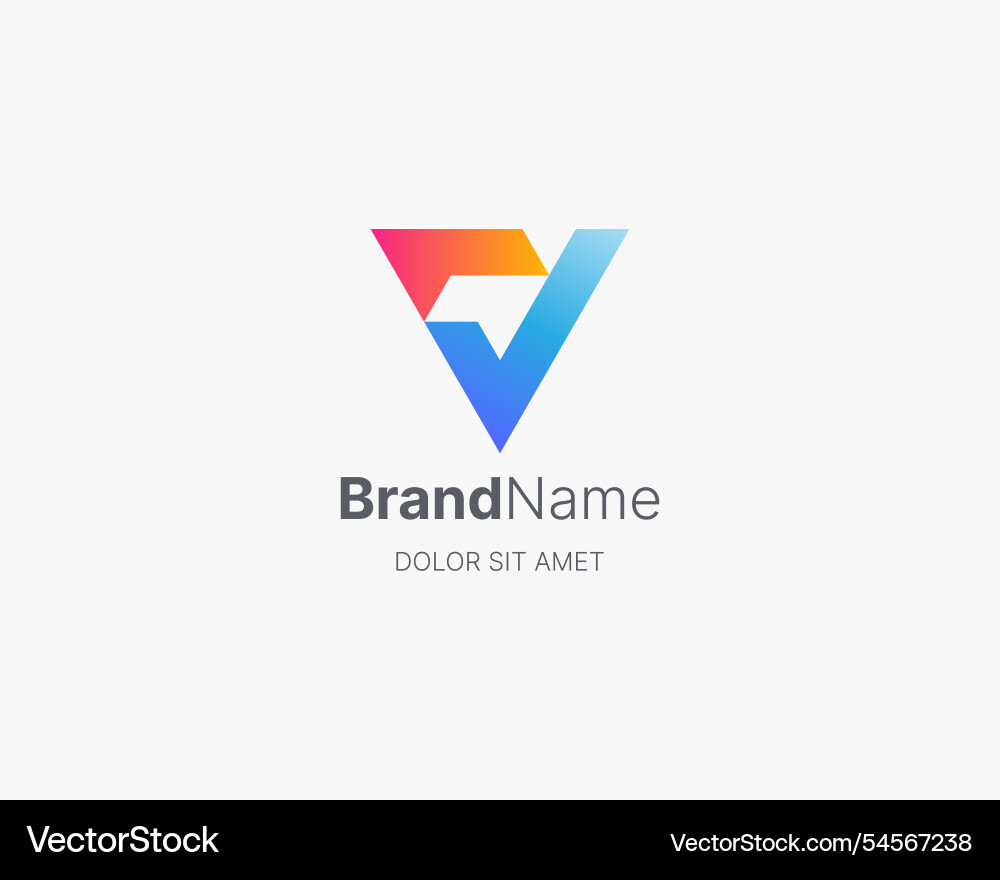 Creative triangle letter v check list logo Vector Image