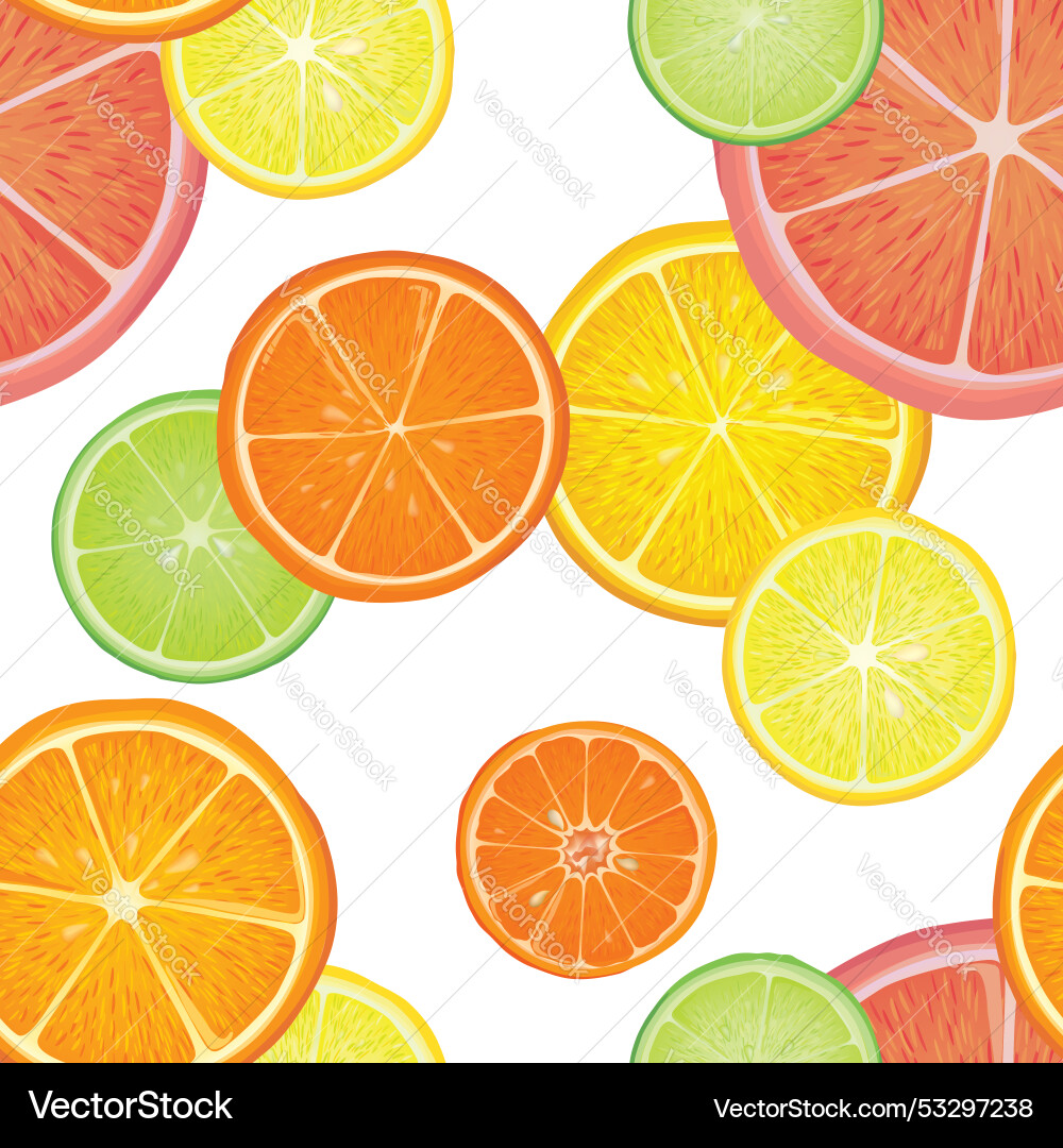 Fruits citrus pattern fresh slice orange lemon Vector Image