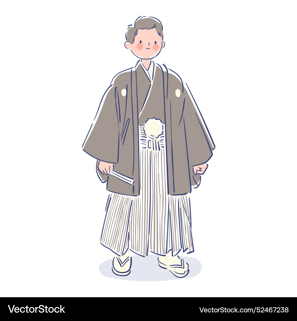 Man wearing japanesemontsuki Royalty Free Vector Image