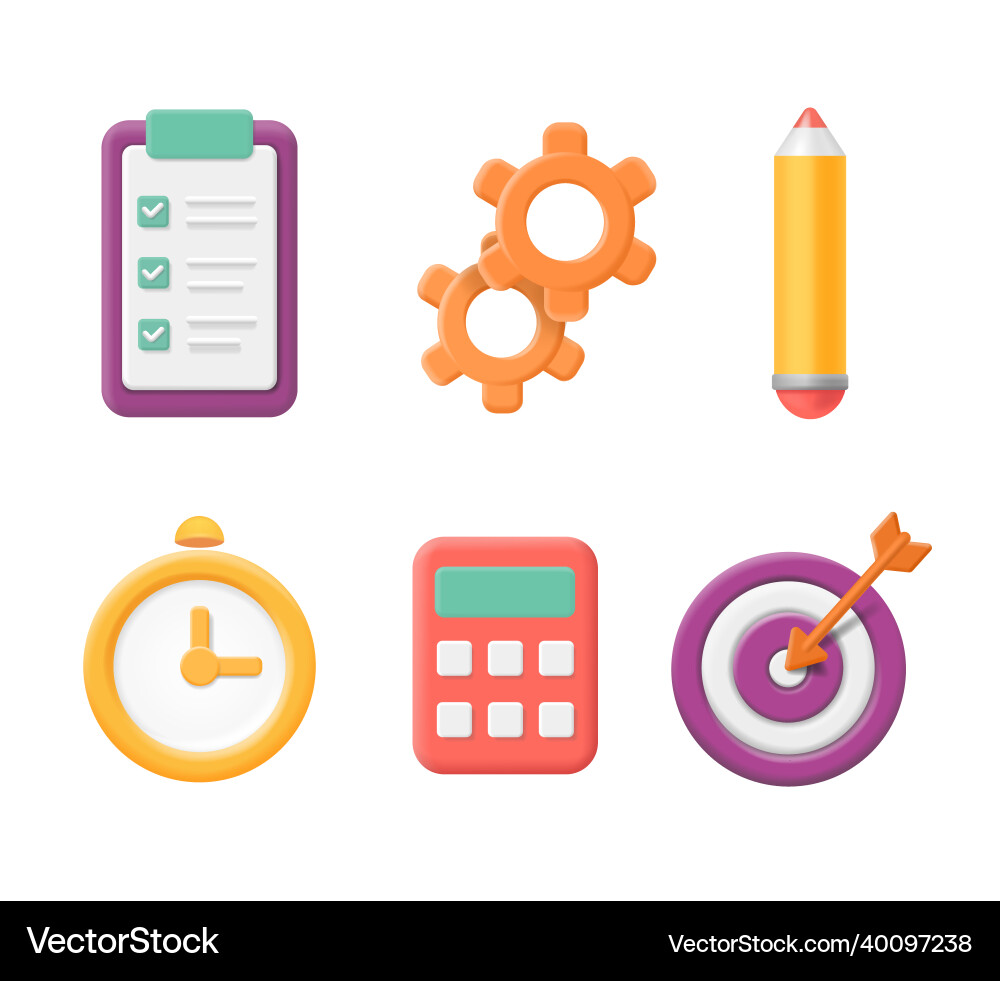 Project task management icons Royalty Free Vector Image