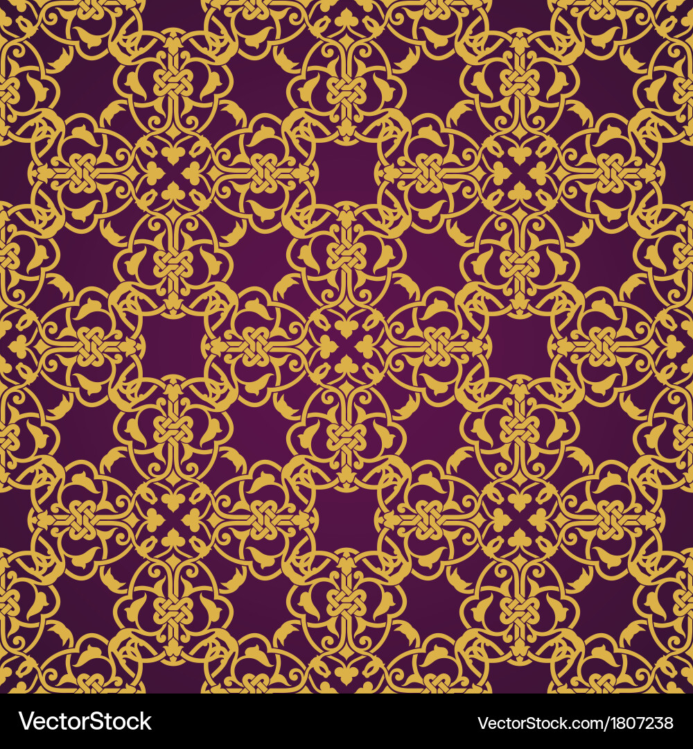 Seamless yellow and violet pattern in arabic Vector Image
