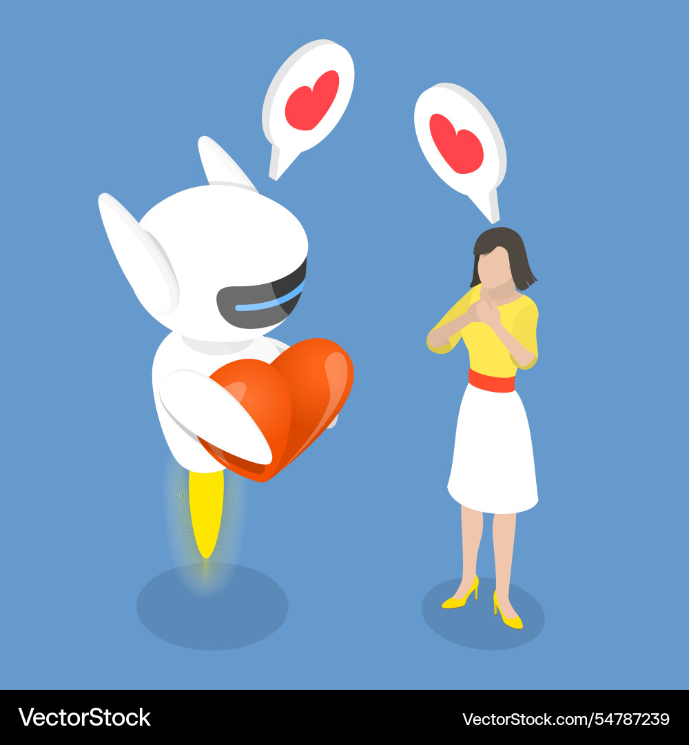 3d isometric flat of chatbot Royalty Free Vector Image