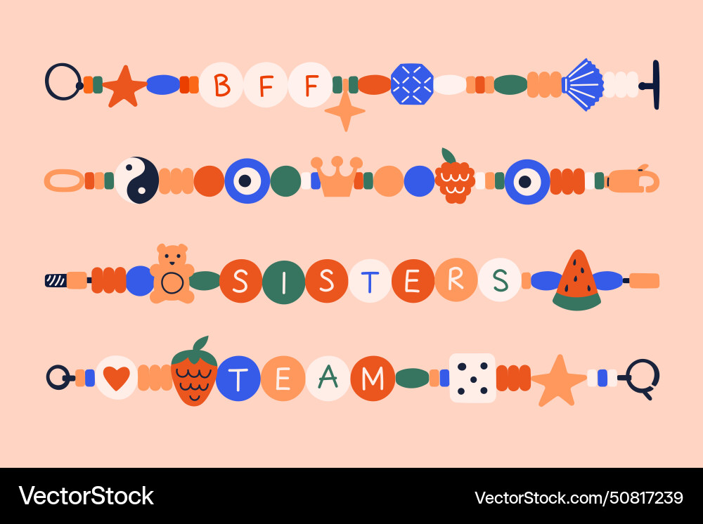 Friendship bracelets retro necklace beads Vector Image