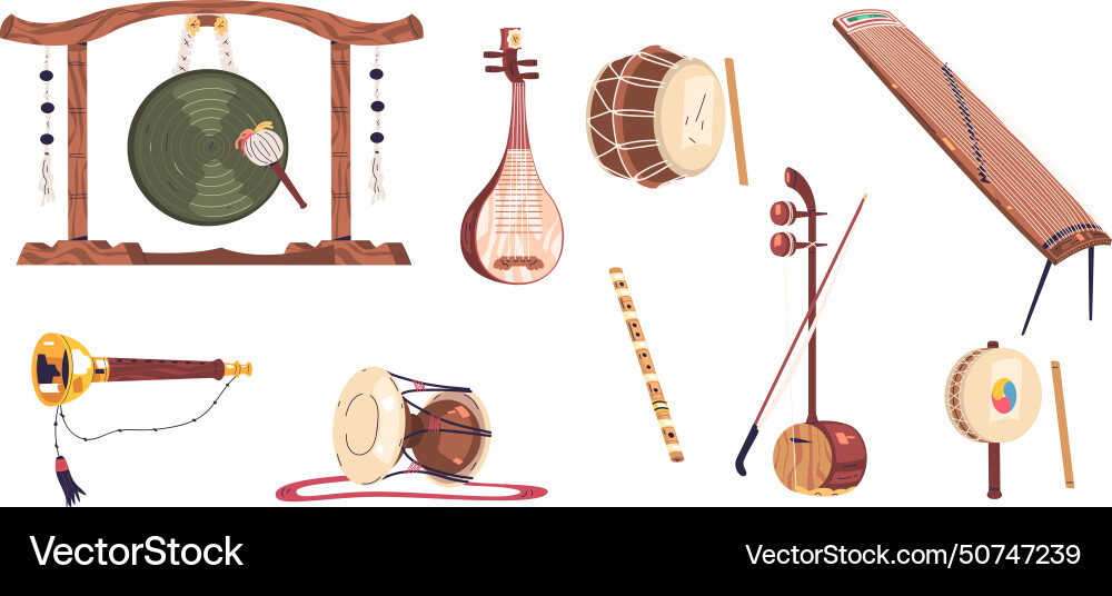 Korean musical instruments traditional music Vector Image