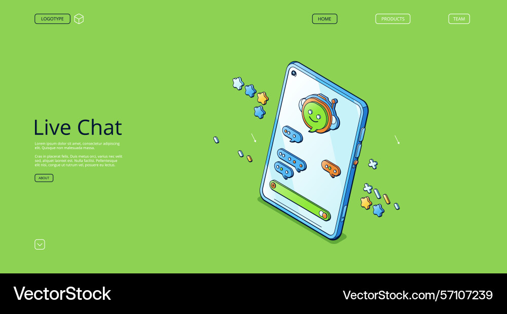 Live chat isometric landing page online support Vector Image