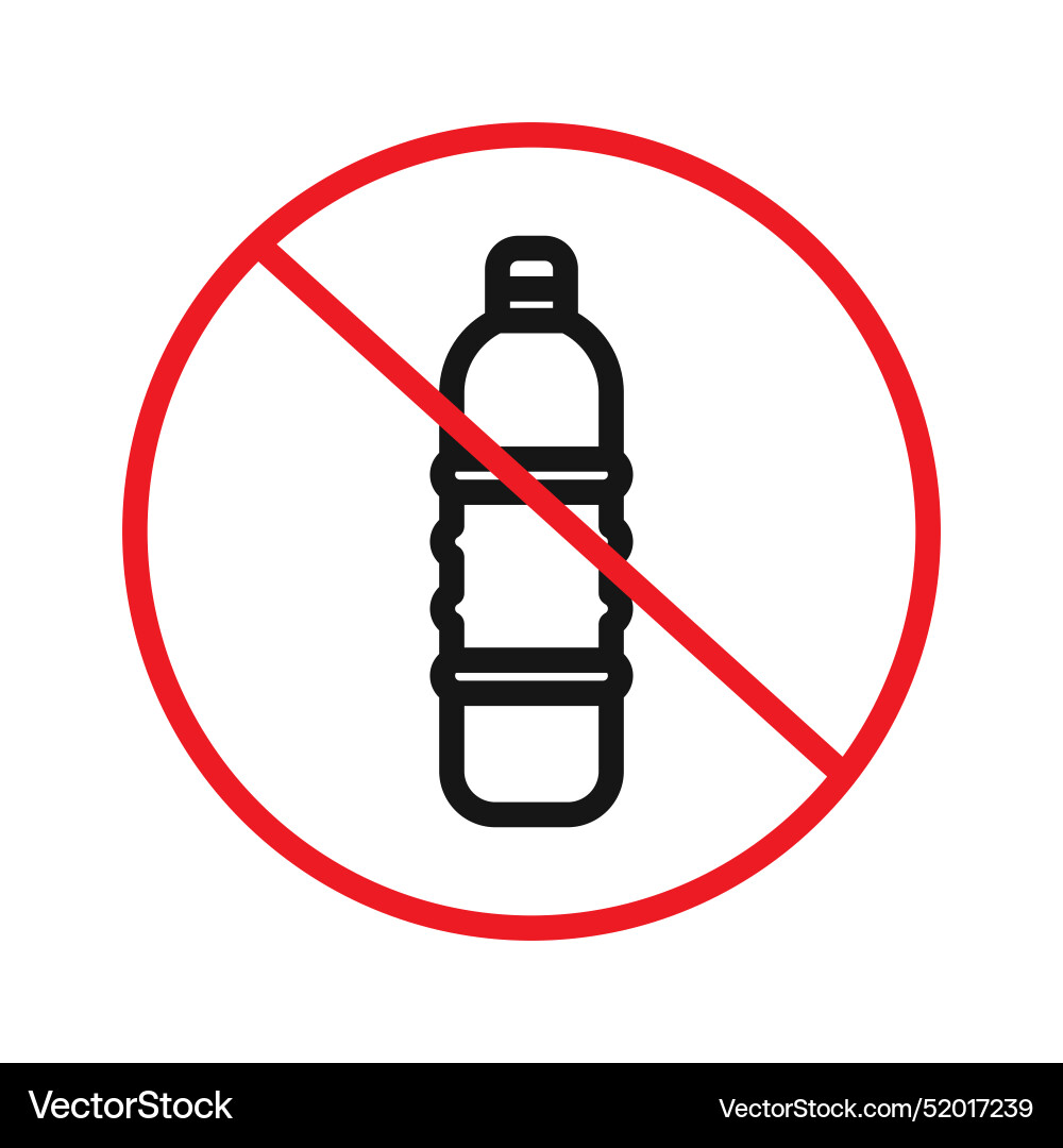 No plastic bottle icon black line art Royalty Free Vector