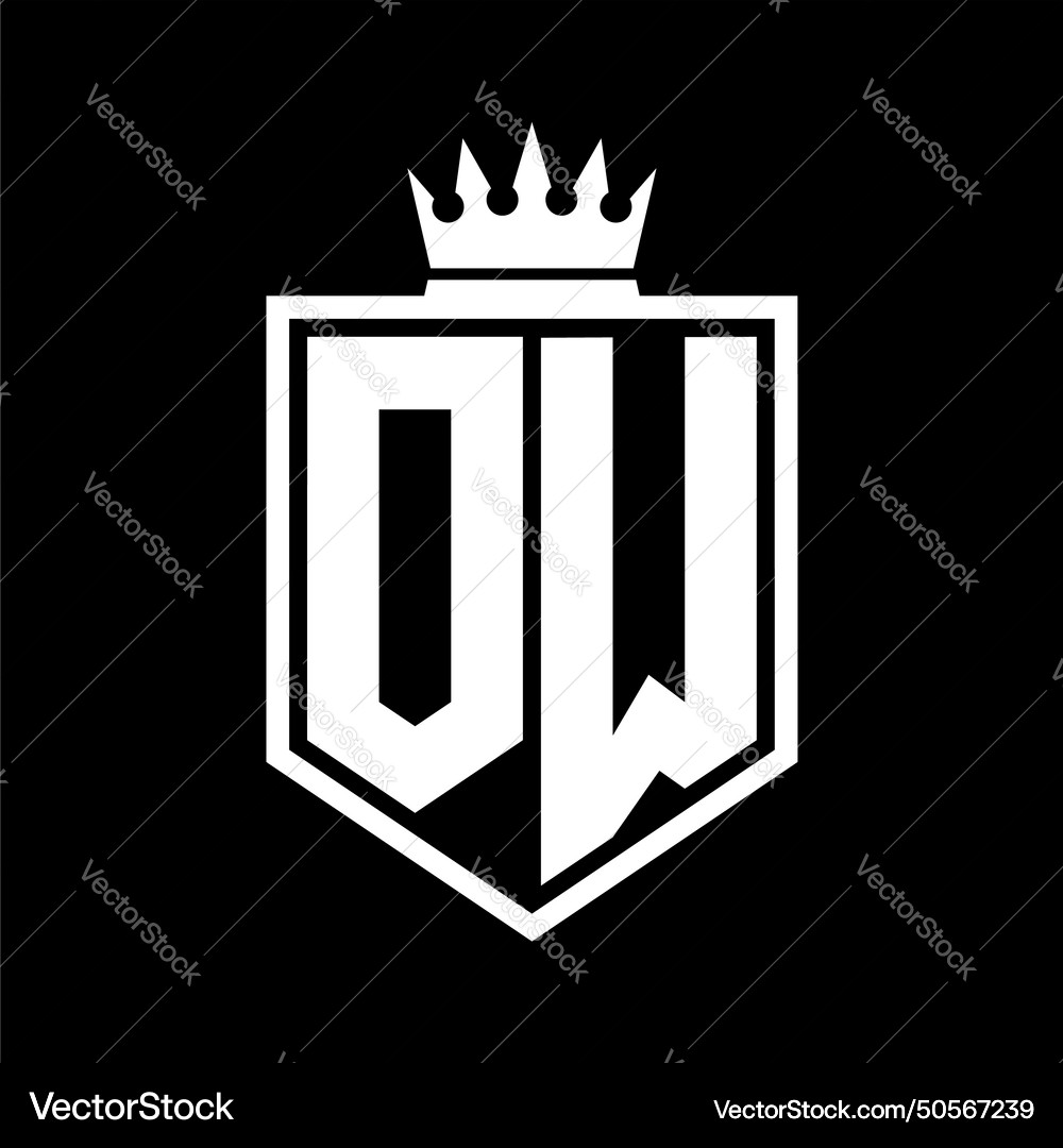 Ow logo monogram bold shield geometric shape Vector Image