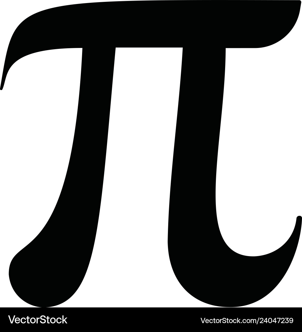 Pi Symbol Black on White Royalty Free Vector Image