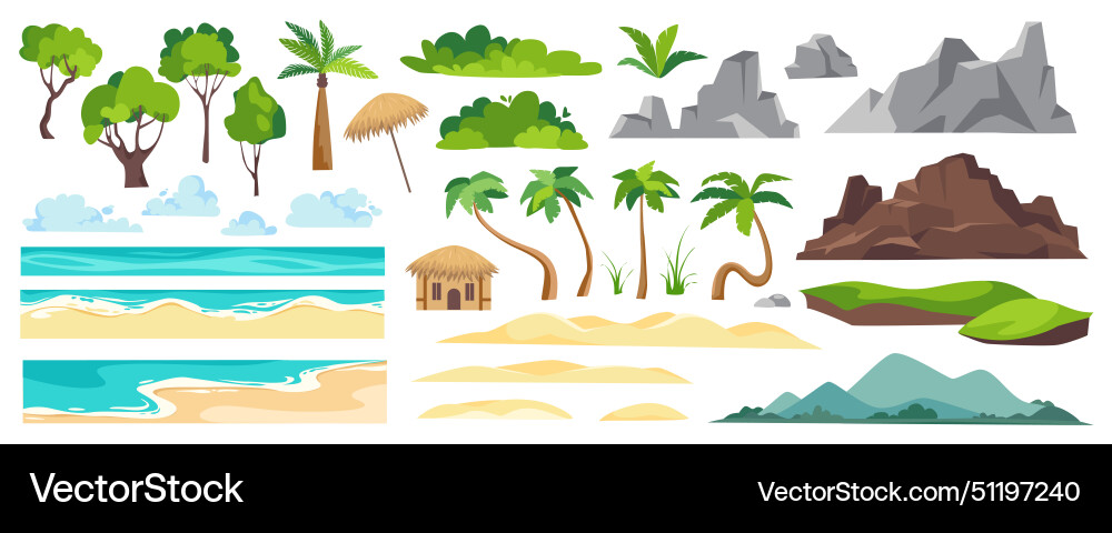 Beach landscape elements constructor mega set Vector Image