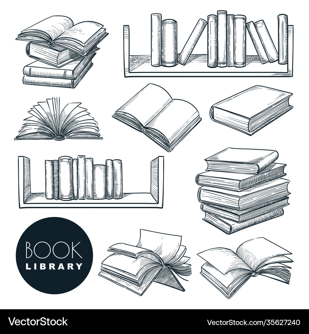 Book sketch isolated hand Royalty Free Vector Image