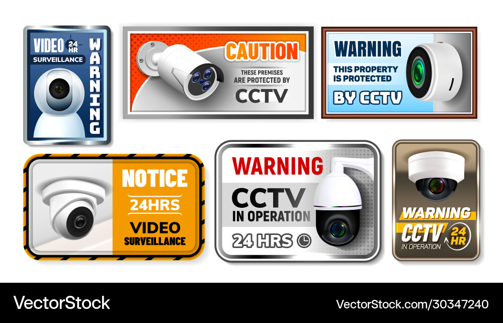 CCTV Protection Nameplates & Posters Vector Image