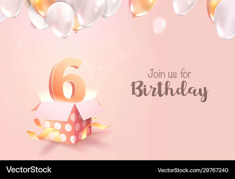 Celebrating 6 years birthday 3d Royalty Free Vector Image