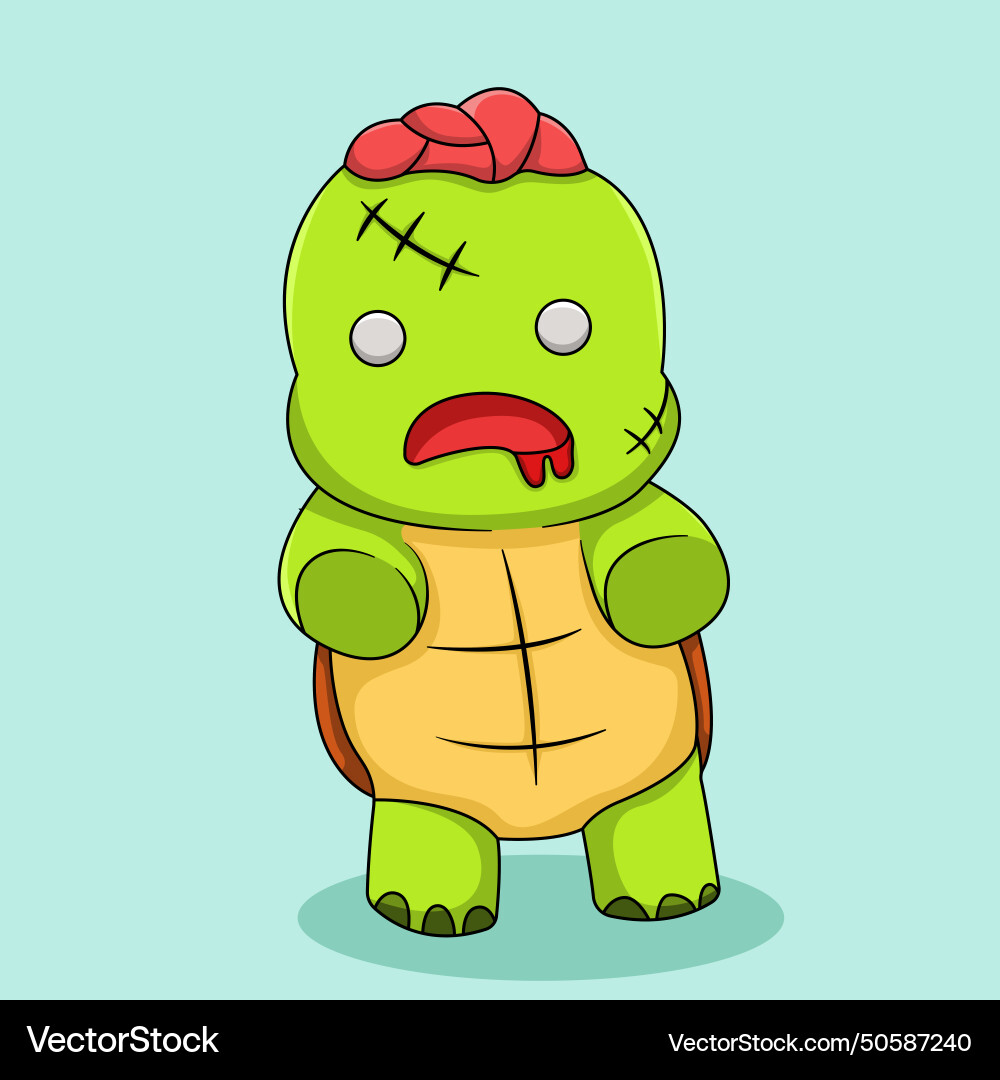 Cute turtle becomes zombie Royalty Free Vector Image