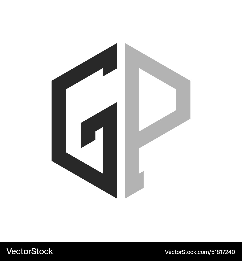 Modern unique hexagon letter gp logo design Vector Image