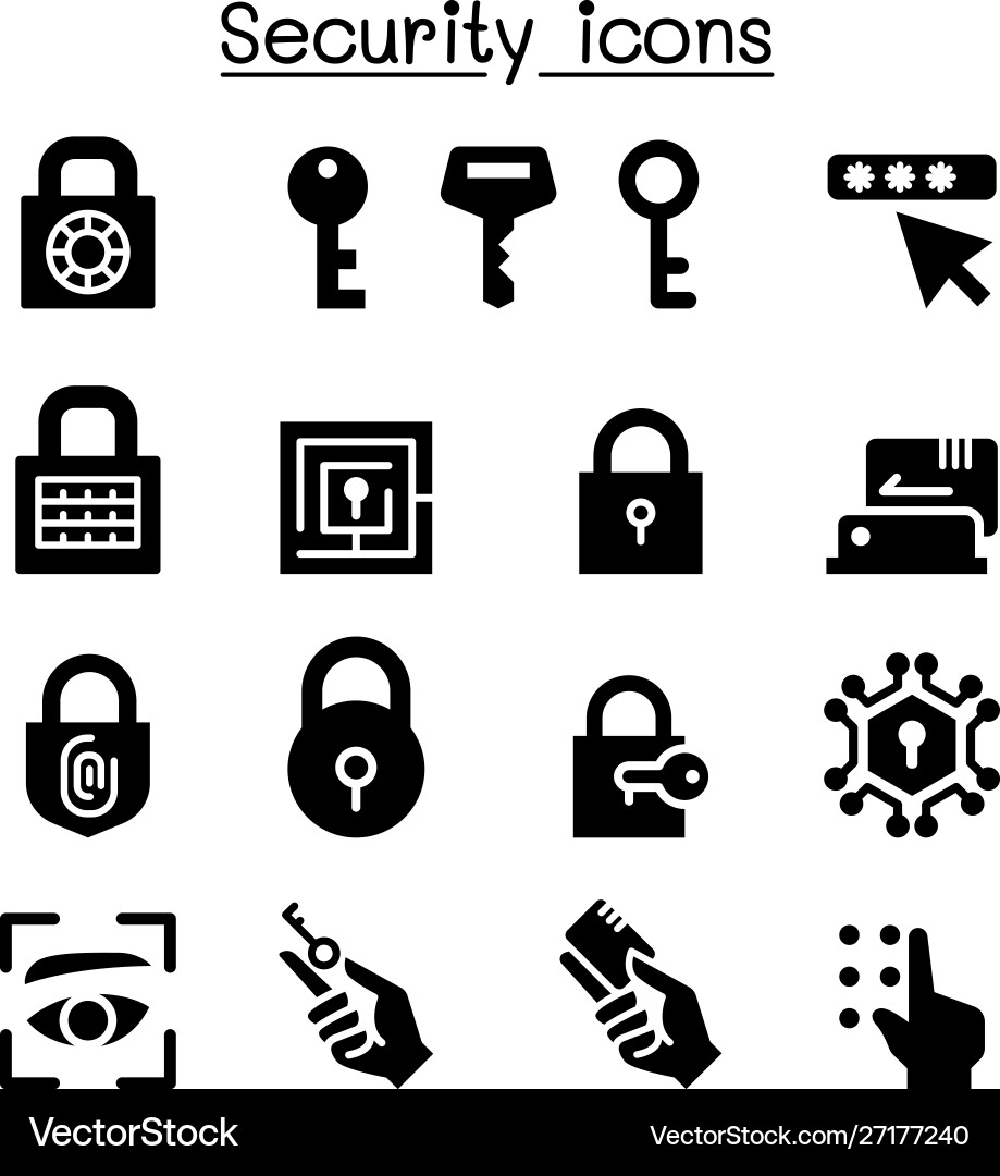 Security icon set Royalty Free Vector Image - VectorStock