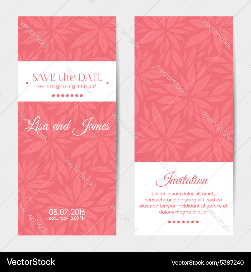 Vertical wedding invitations Royalty Free Vector Image