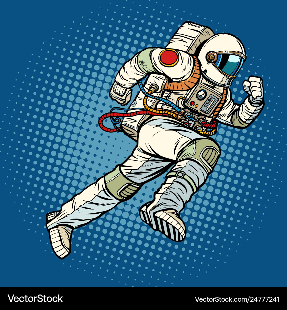 Astronaut runs forward Royalty Free Vector Image