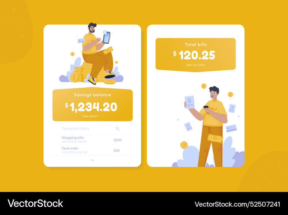 Banking concept on mobile screen banner design Vector Image