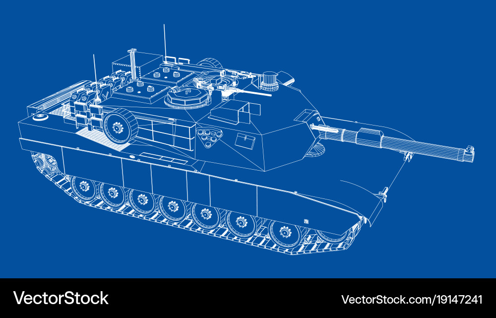 Blueprint of realistic tank Royalty Free Vector Image