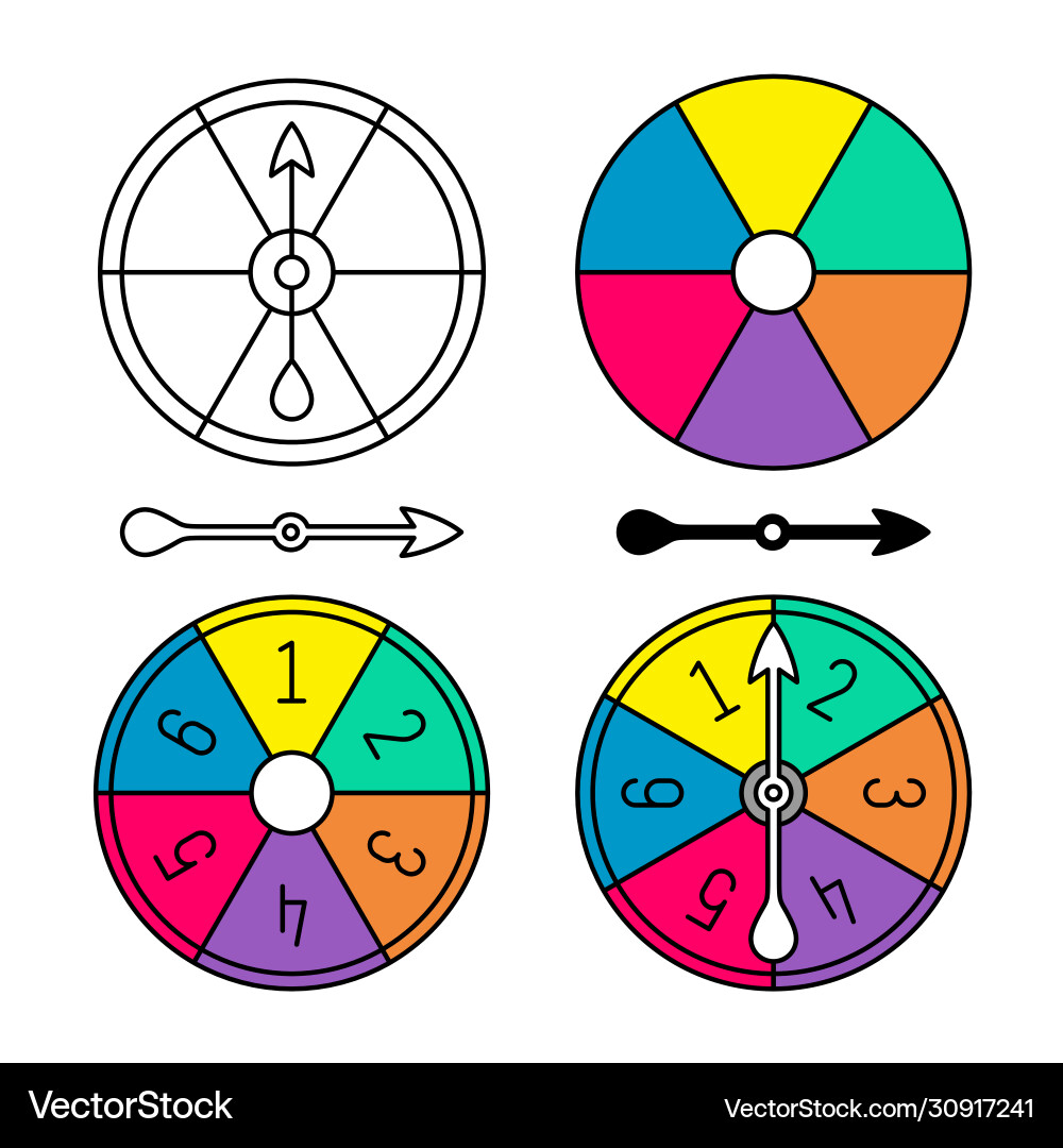 Board game color spinner with numbers set Vector Image