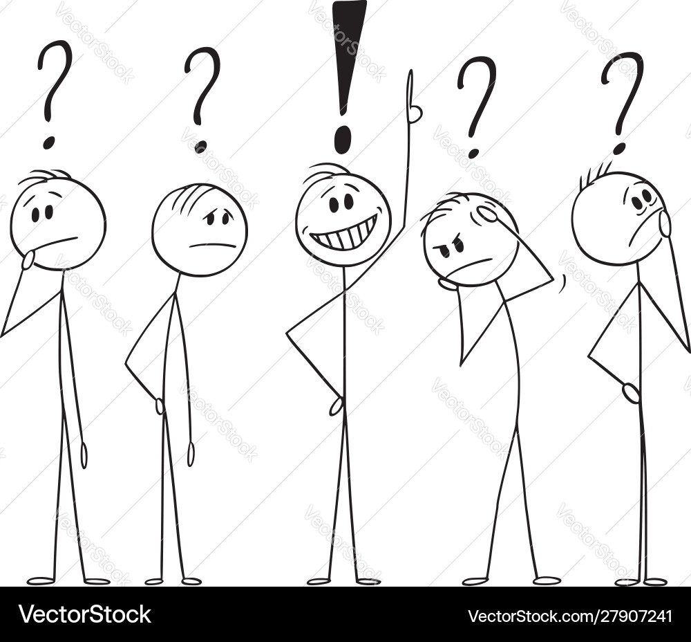 Cartoon five men or businessmen thinking hard Vector Image