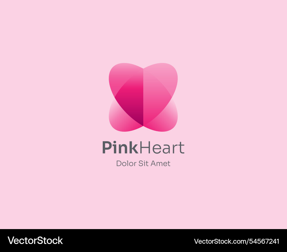 Cute pink heart love logo gradient Royalty Free Vector Image