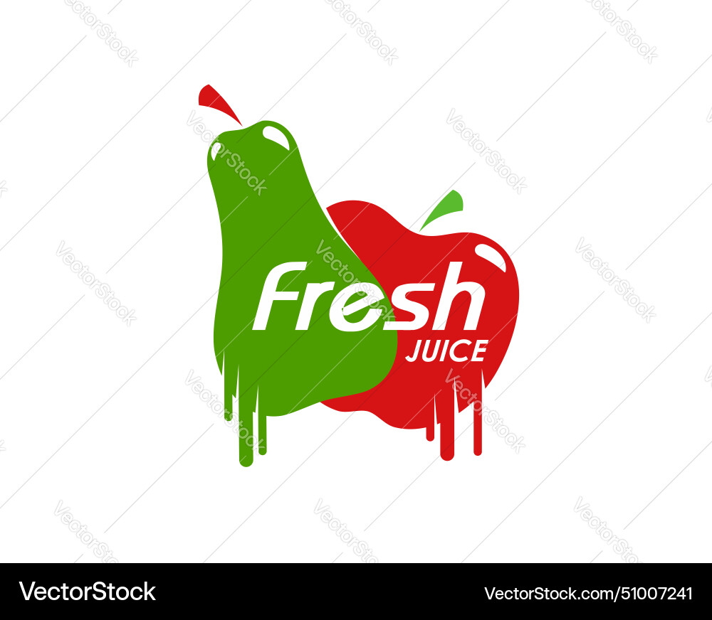 Fresh pear apple juice icon fruit drink label Vector Image
