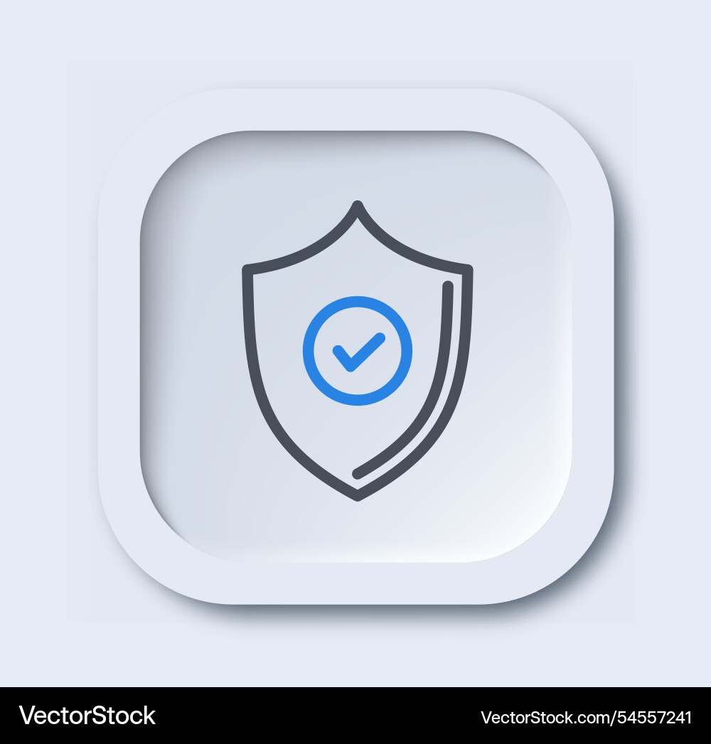 Insurance linear icon shield with blue tick Vector Image